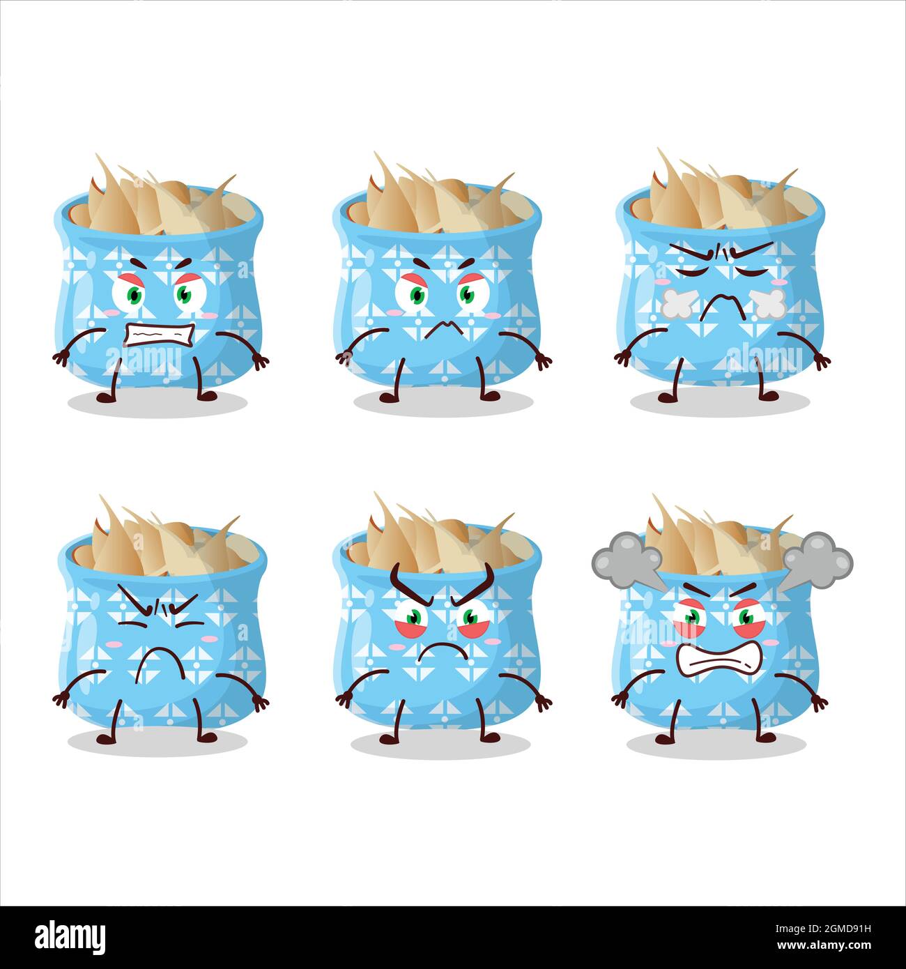 Dried Garlic cartoon character with various angry expressions. Vector ...
