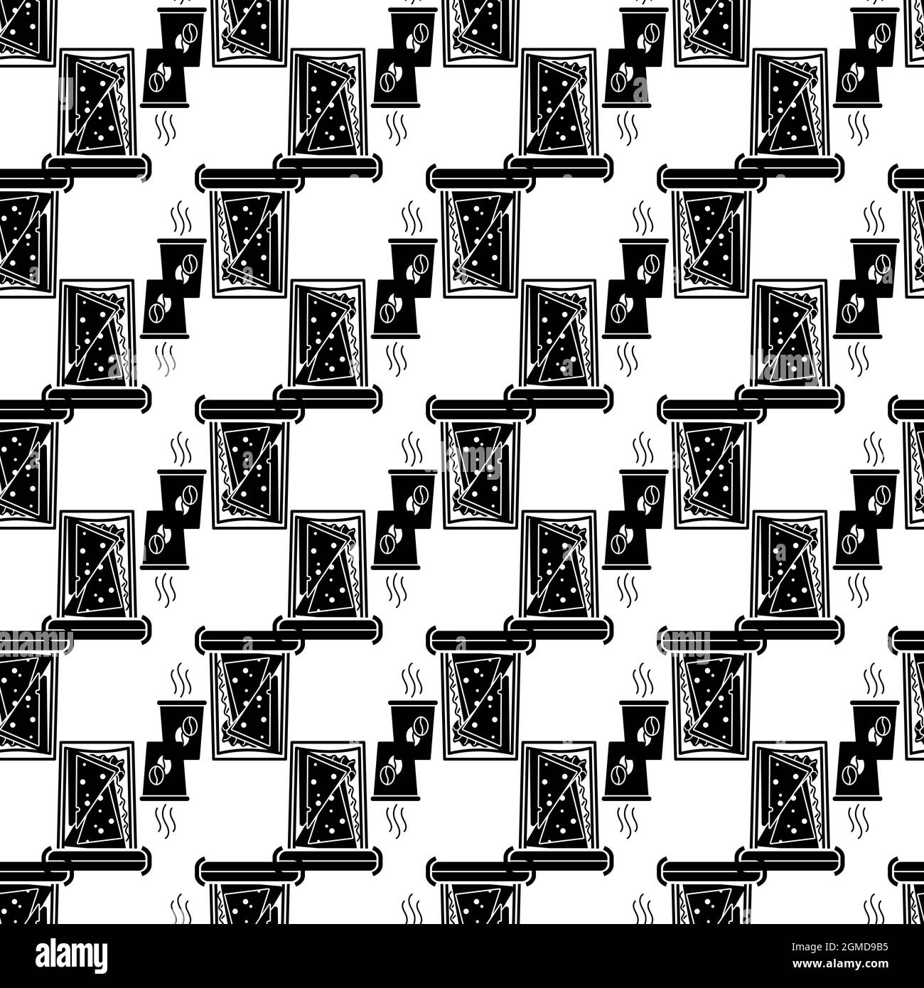 Lunch box and hot coffee pattern seamless background texture repeat ...