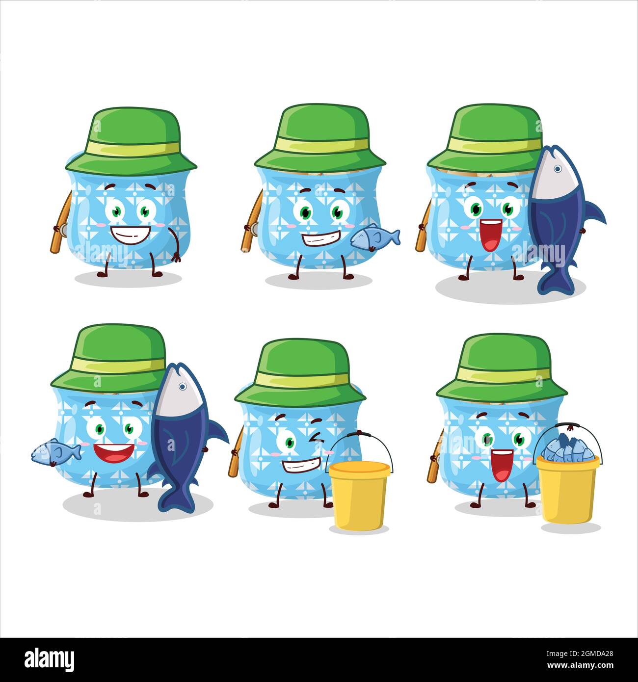 A fisherman dried garlic cartoon picture catch a big fish. Vector ...