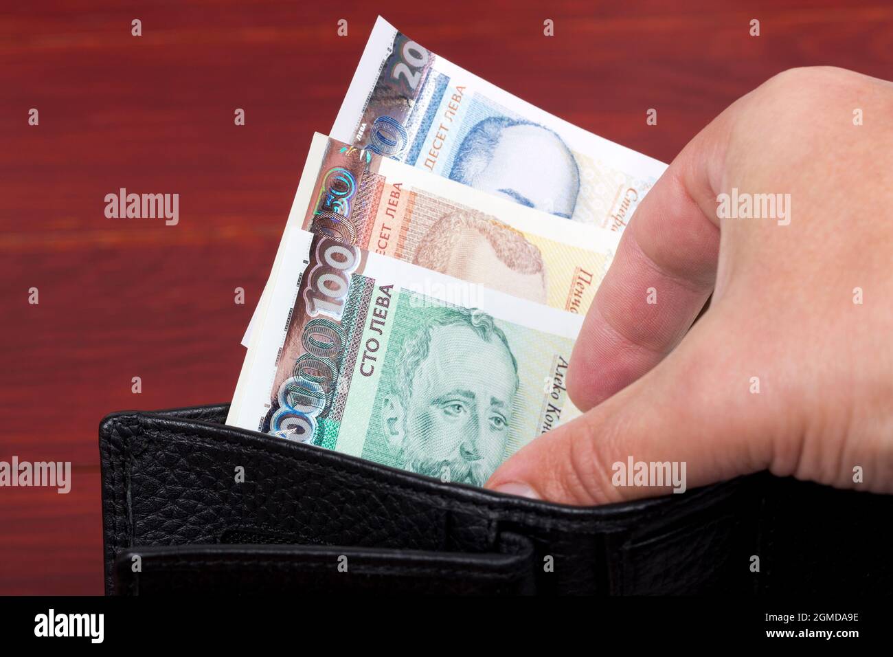 Bulgarian money - lev in the black wallet Stock Photo - Alamy