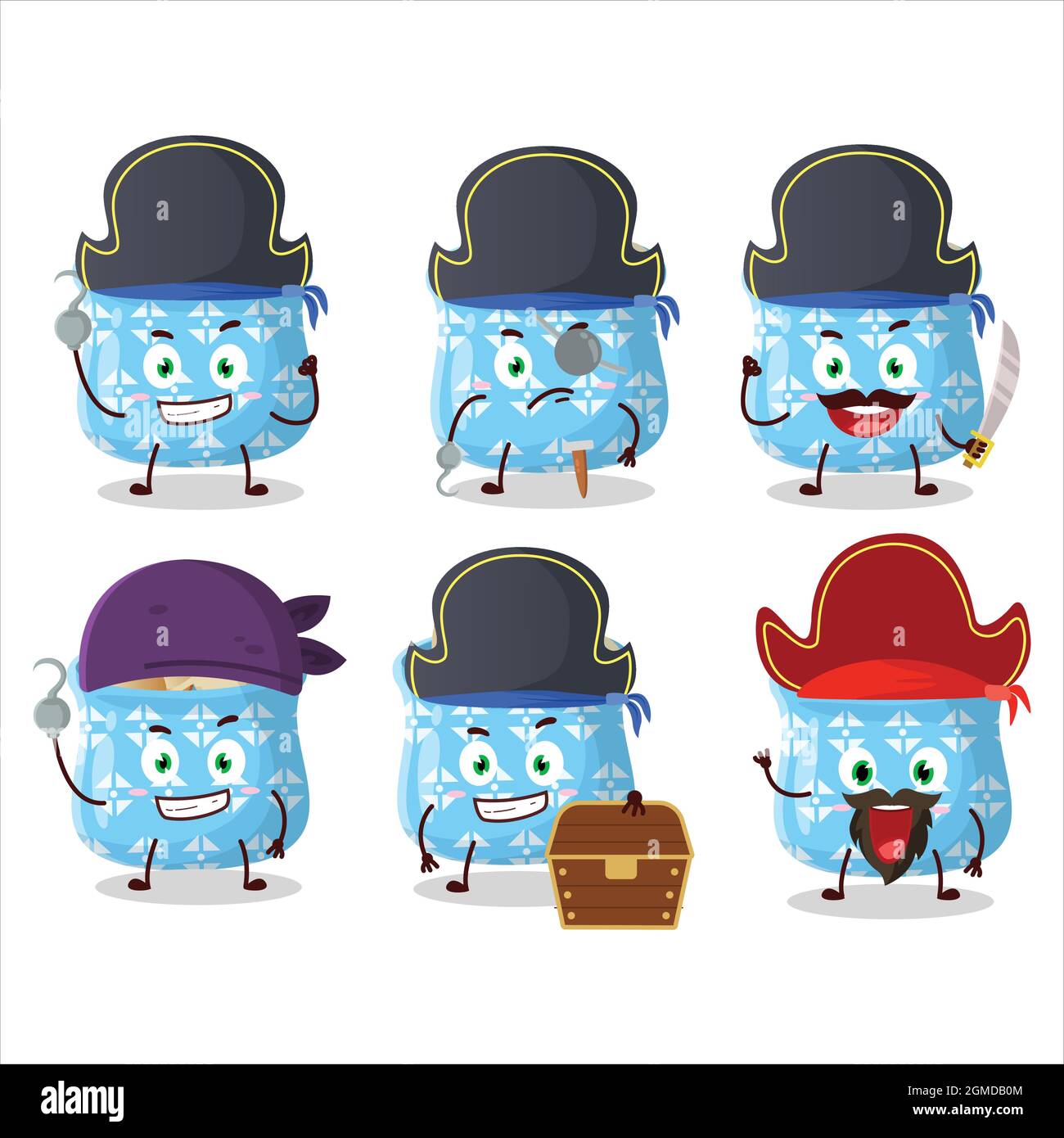 Cartoon character of dried garlic with various pirates emoticons ...