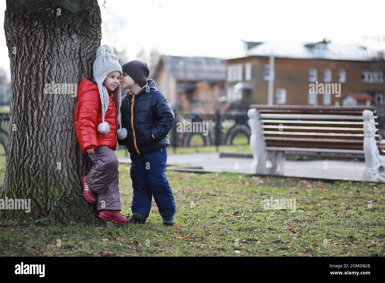 Children walk in the autumn park in the fall Stock Photo - Alamy