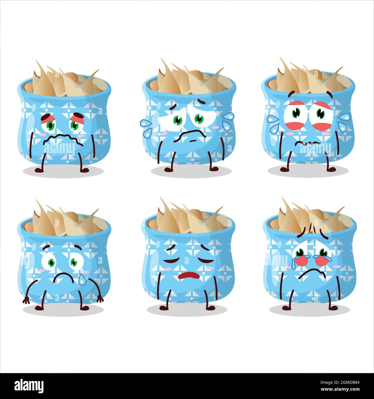 Dried Garlic cartoon character with sad expression. Vector illustration ...