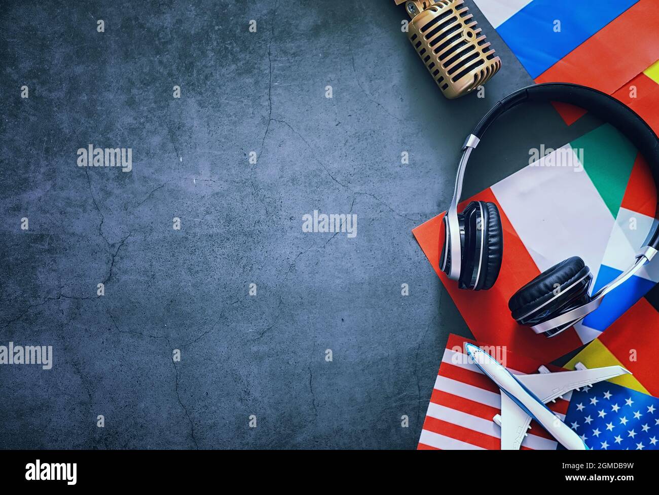 Learning foreign languages. Audio language courses. Background from ...