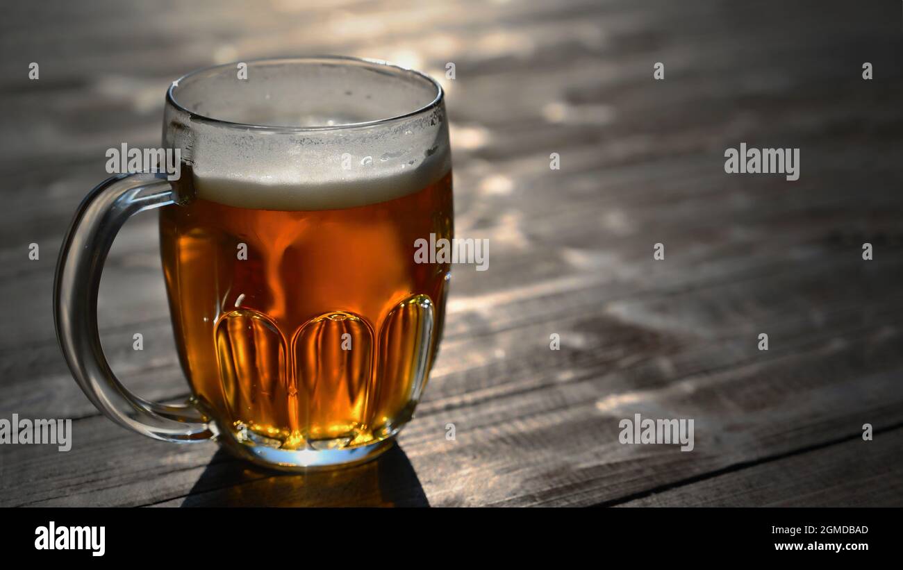 Refreshing fresh draft beer in a dewy glass. Good and honest Czech ...