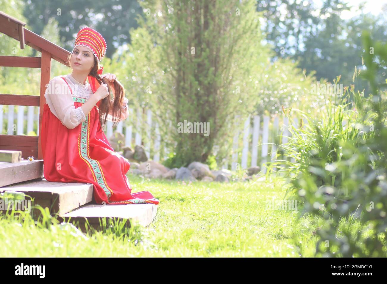 Slav woman in dress traditional Stock Photo - Alamy