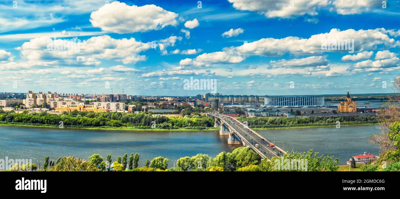 Panorama of Nizhny Novgorod, Russia. The Orthodox Cathedral of ...
