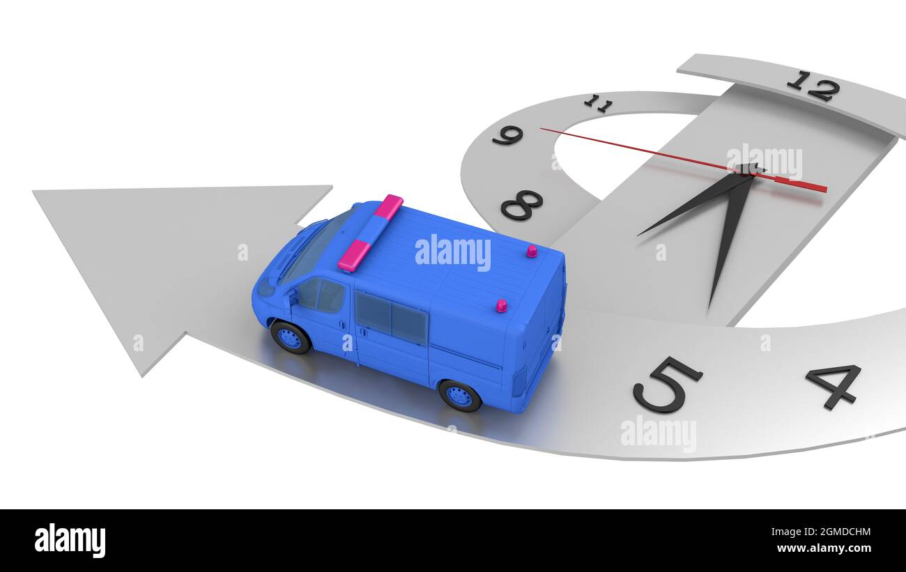 police car rides arrow watch. 3d rendering Stock Photo - Alamy