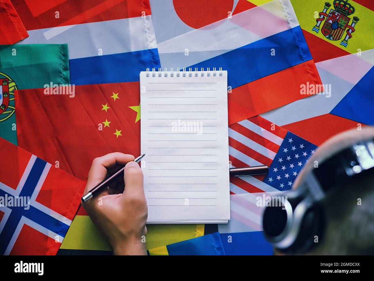 Learning foreign languages. Audio language courses. Background from ...