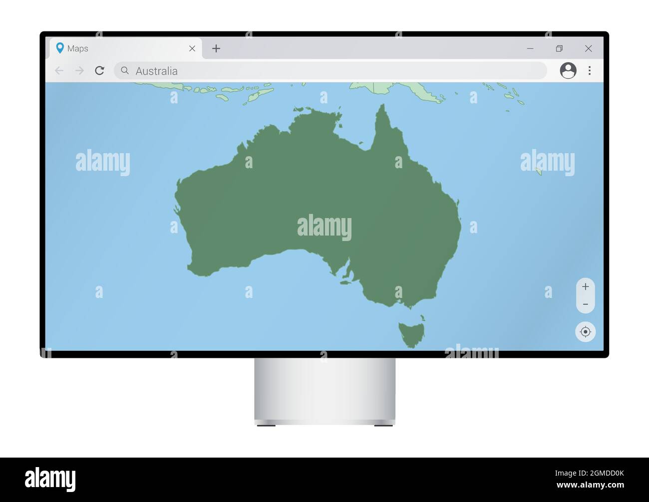 Computer monitor with map of Australia in browser, search for the ...