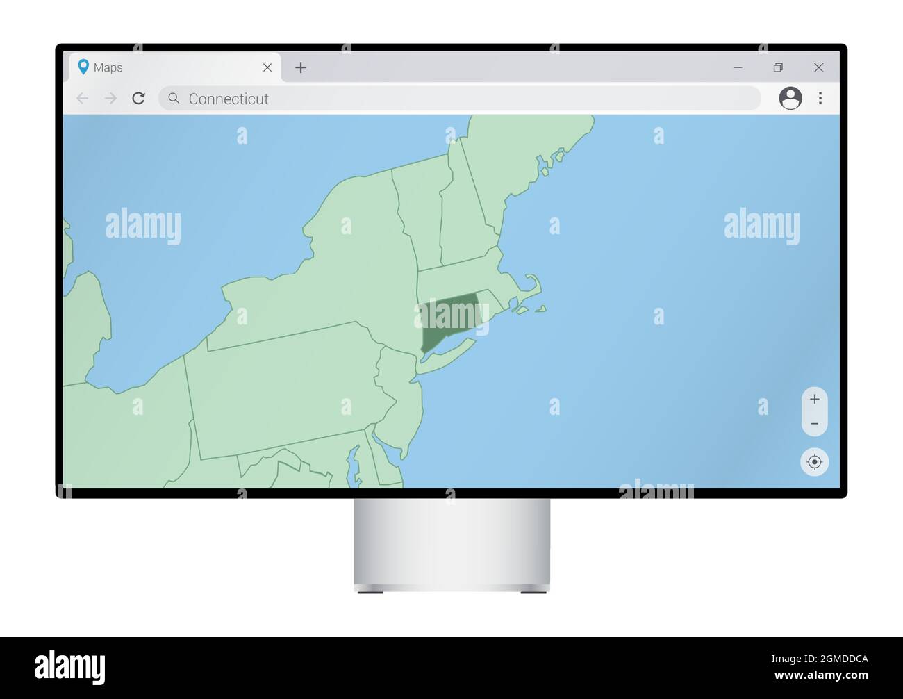 Computer monitor with map of Connecticut in browser, search for the ...