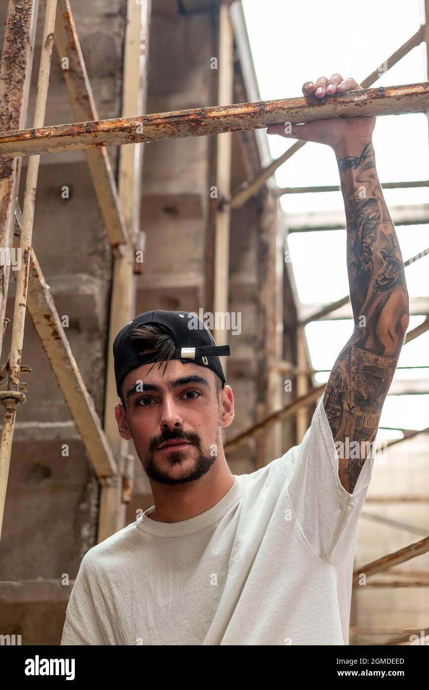 Attractive worker on a construction site Stock Photo - Alamy