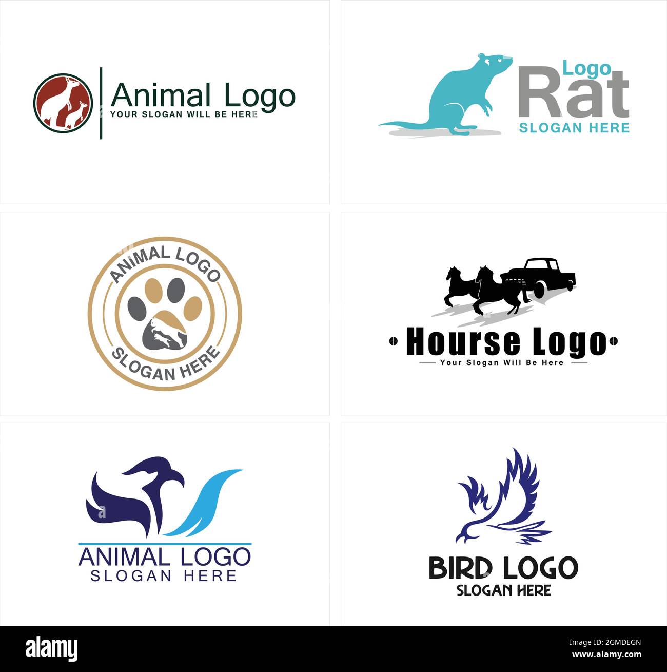 a set animal kangaroo rat horse eagle and paw pet shop logo design ...