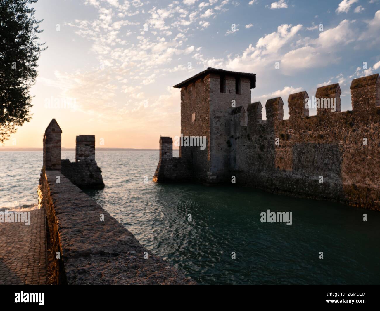 Scaligero Castle Fortified Port Entrance in Sirmione on Lake Garda ...