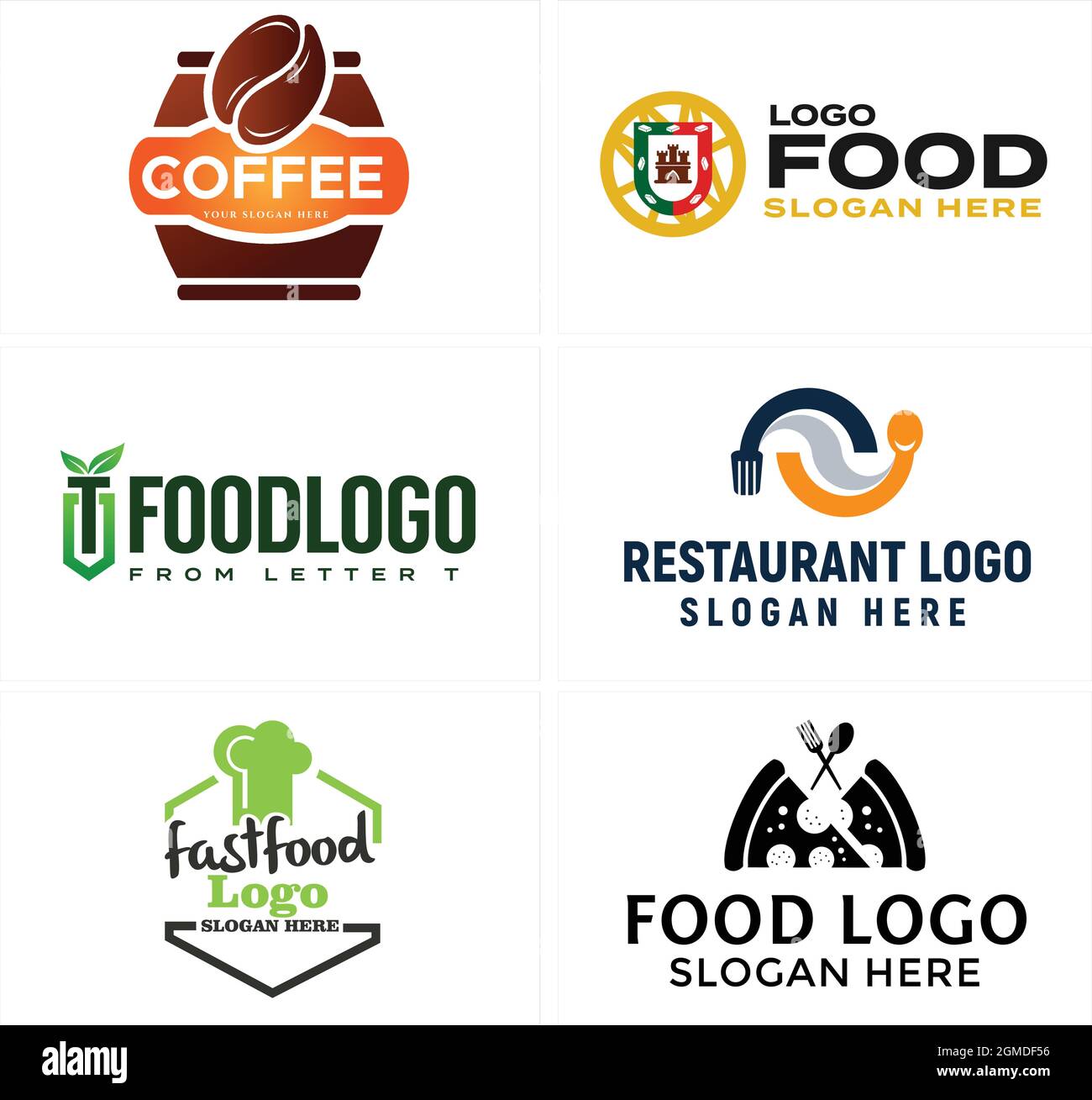 a set of food coffee pizza restaurant cafe logo design Stock Vector ...