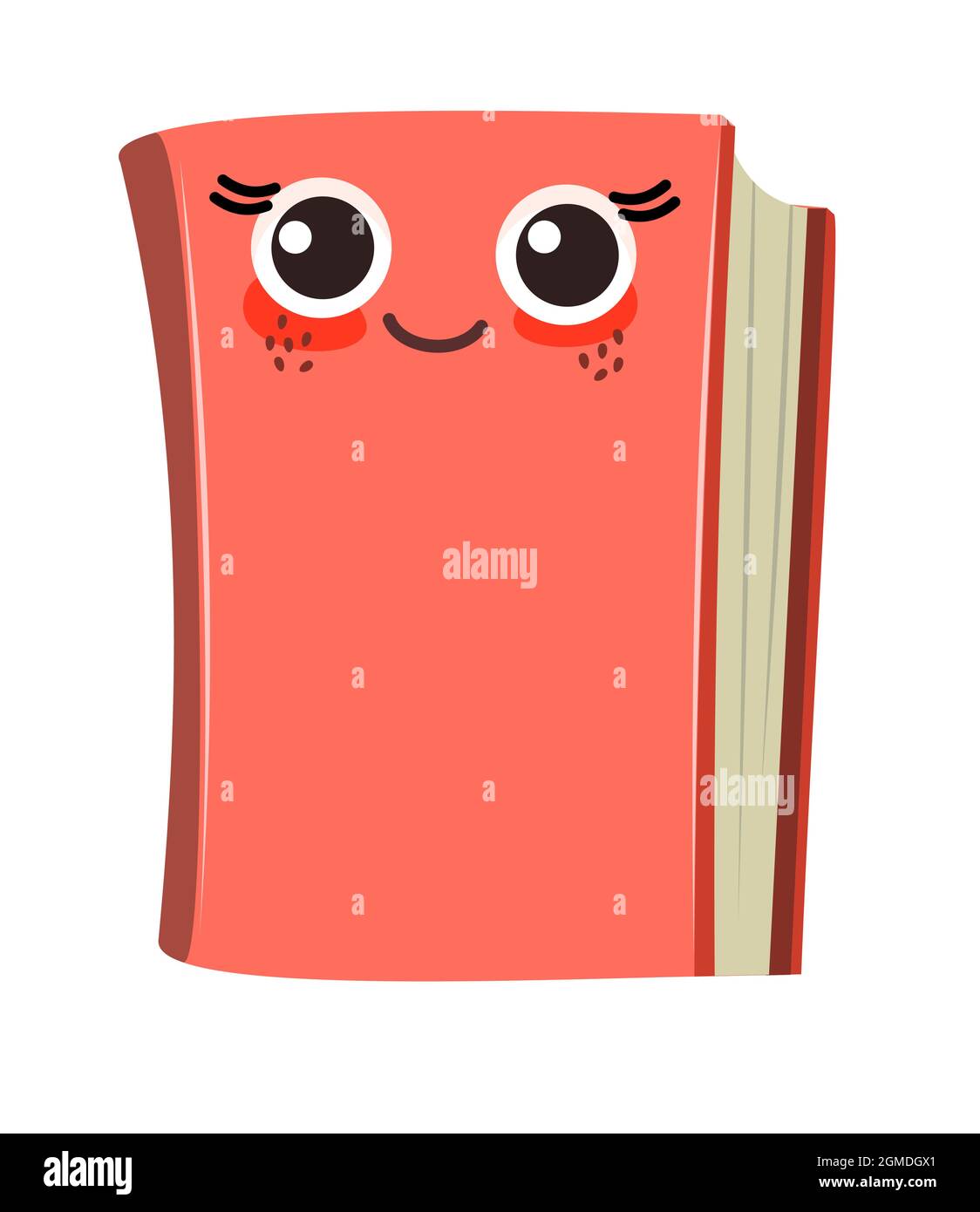 Red book or notepad. Isolated on white background. Cheerful cute ...