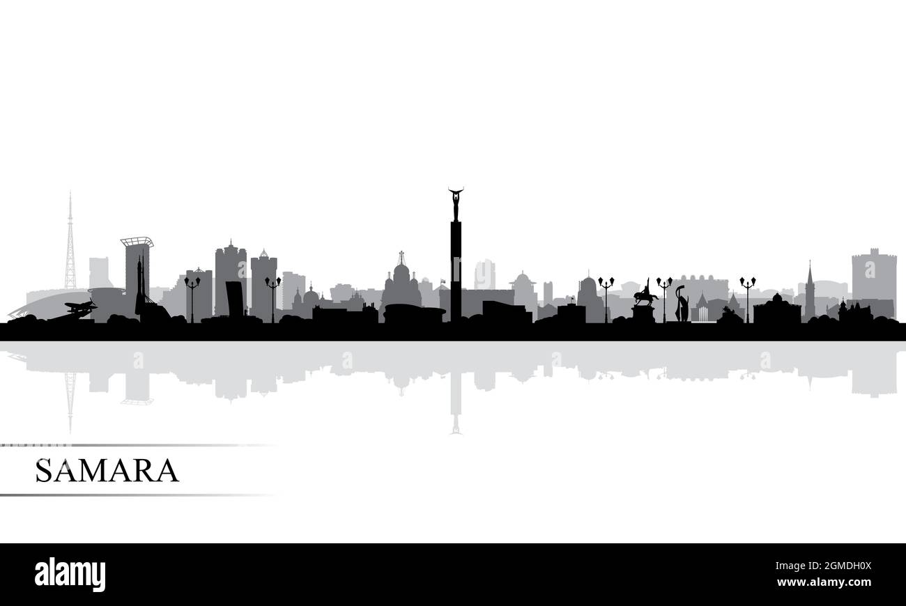 Samara city skyline silhouette background, vector illustration Stock ...