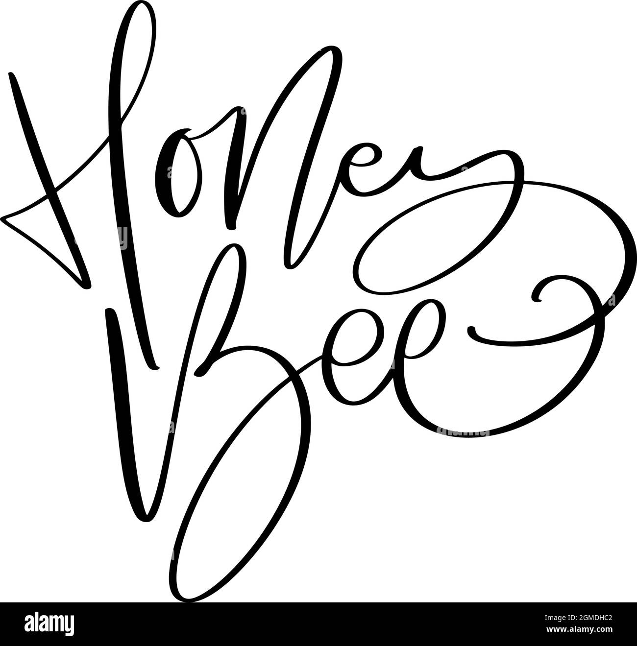 Honey Bee calligraphy vector lettering text. Bee hand lettering word in ...