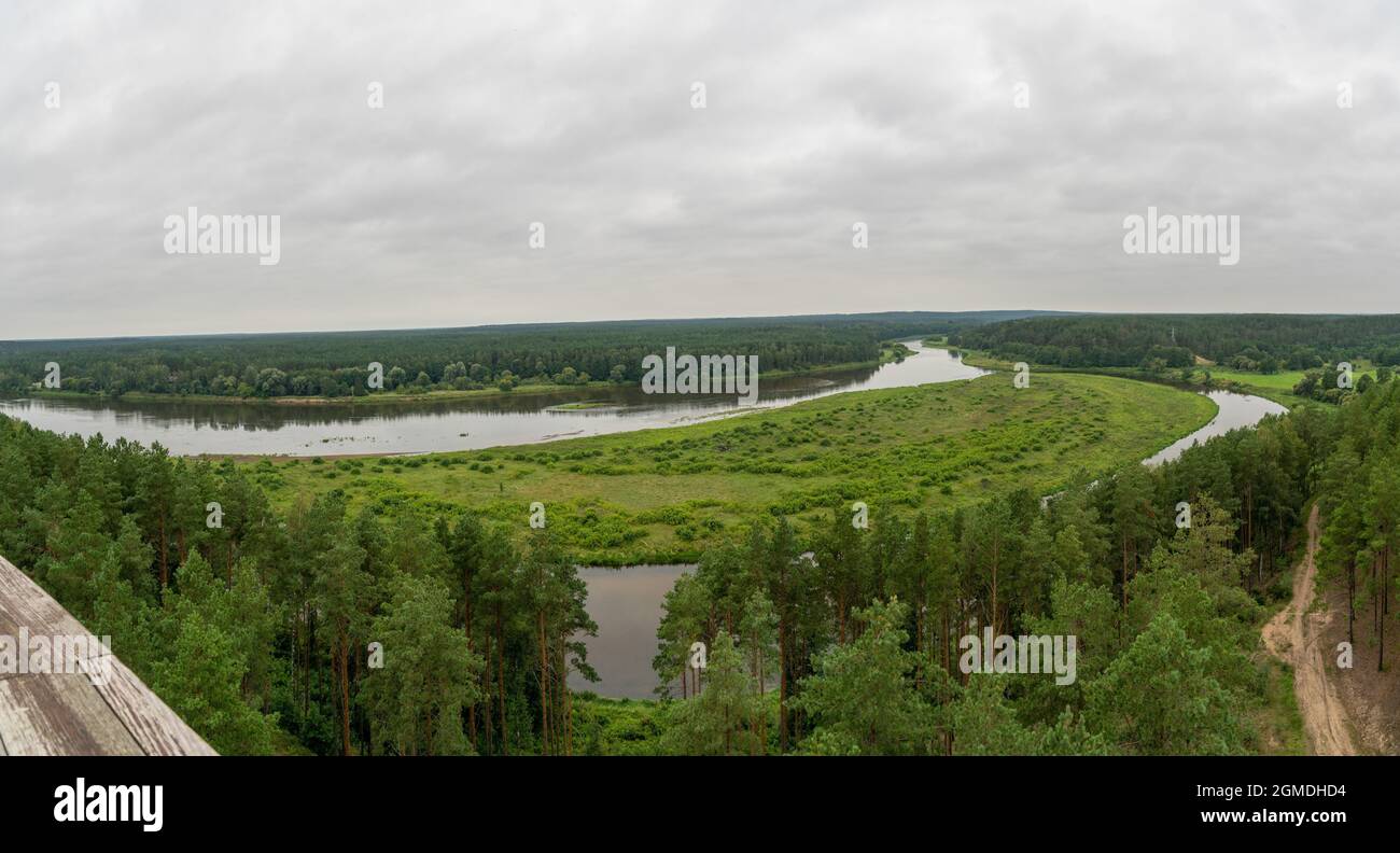A view of the Neman River and Dzukija National Park in southeastern ...