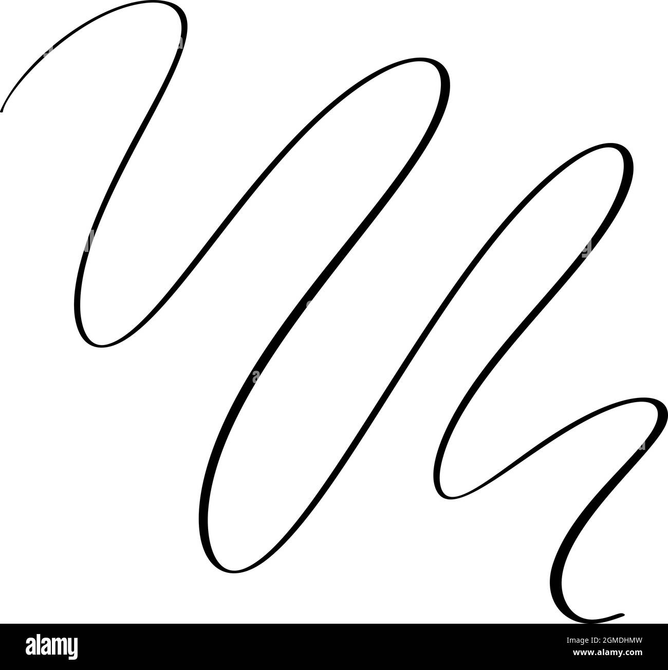 Abstract Vector Wavy calligraphy line. Brown illustration. Element of ...