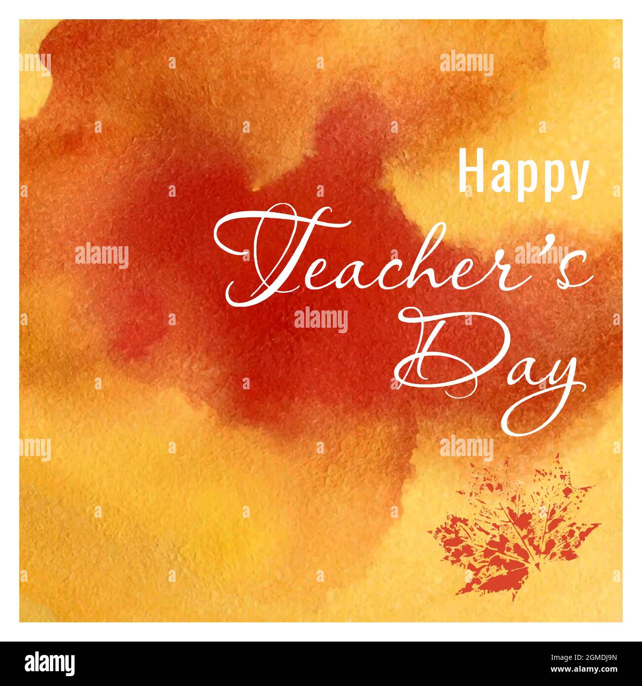 Happy Teachers Day lettering on watercolor hand drawing background ...