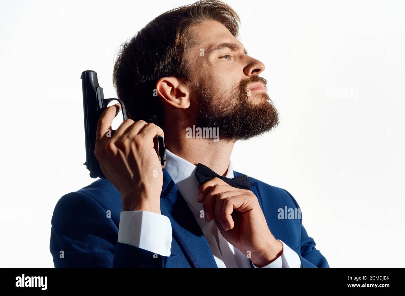 male gangster money in hand isolated background Stock Photo - Alamy