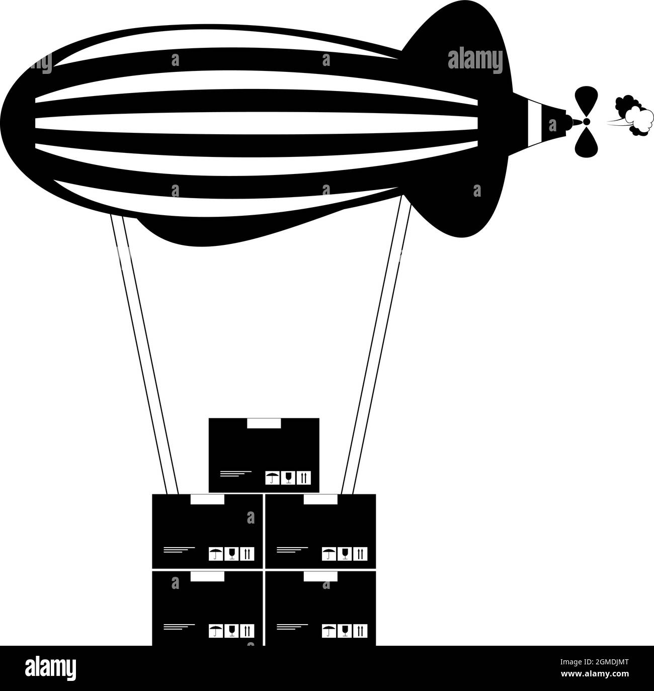 Airmail service delivering parcels illustration. Post mail airship ...