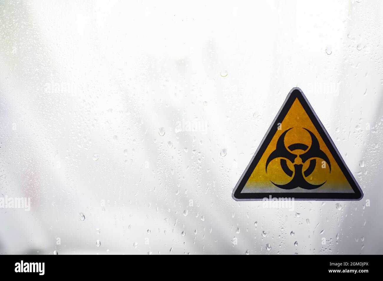 Quarantine. Quarantine warning sign on a glass door in hospital ...