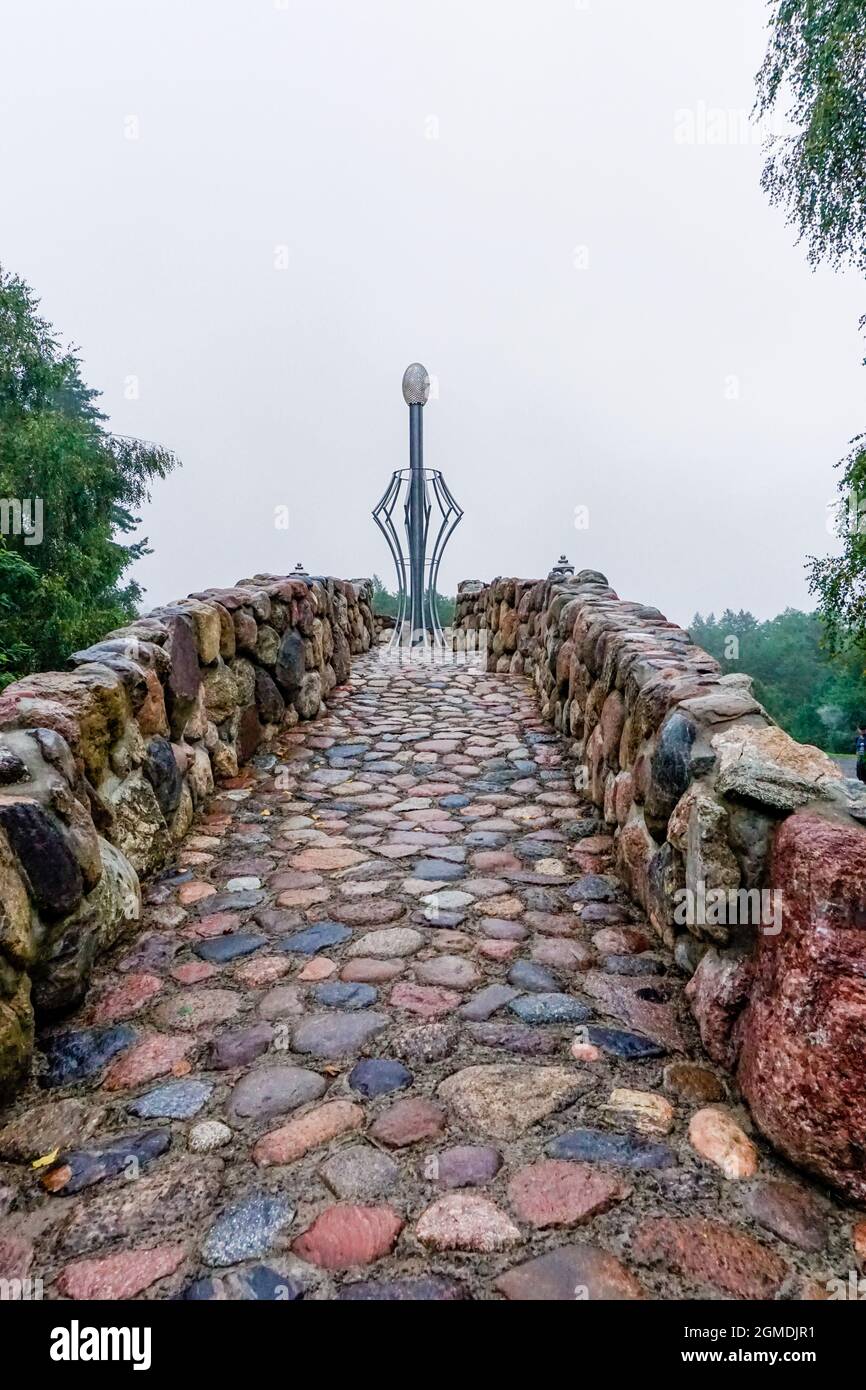 Merkine, Lithuania - 31 August, 2021: stone path leading to a New Age ...