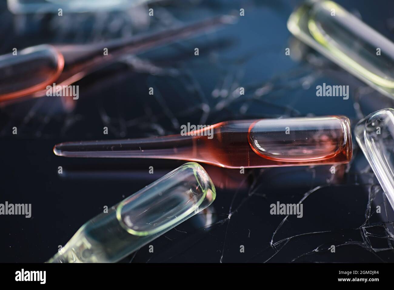 Test tubes with drugs and tests to test the victims and treat infected ...