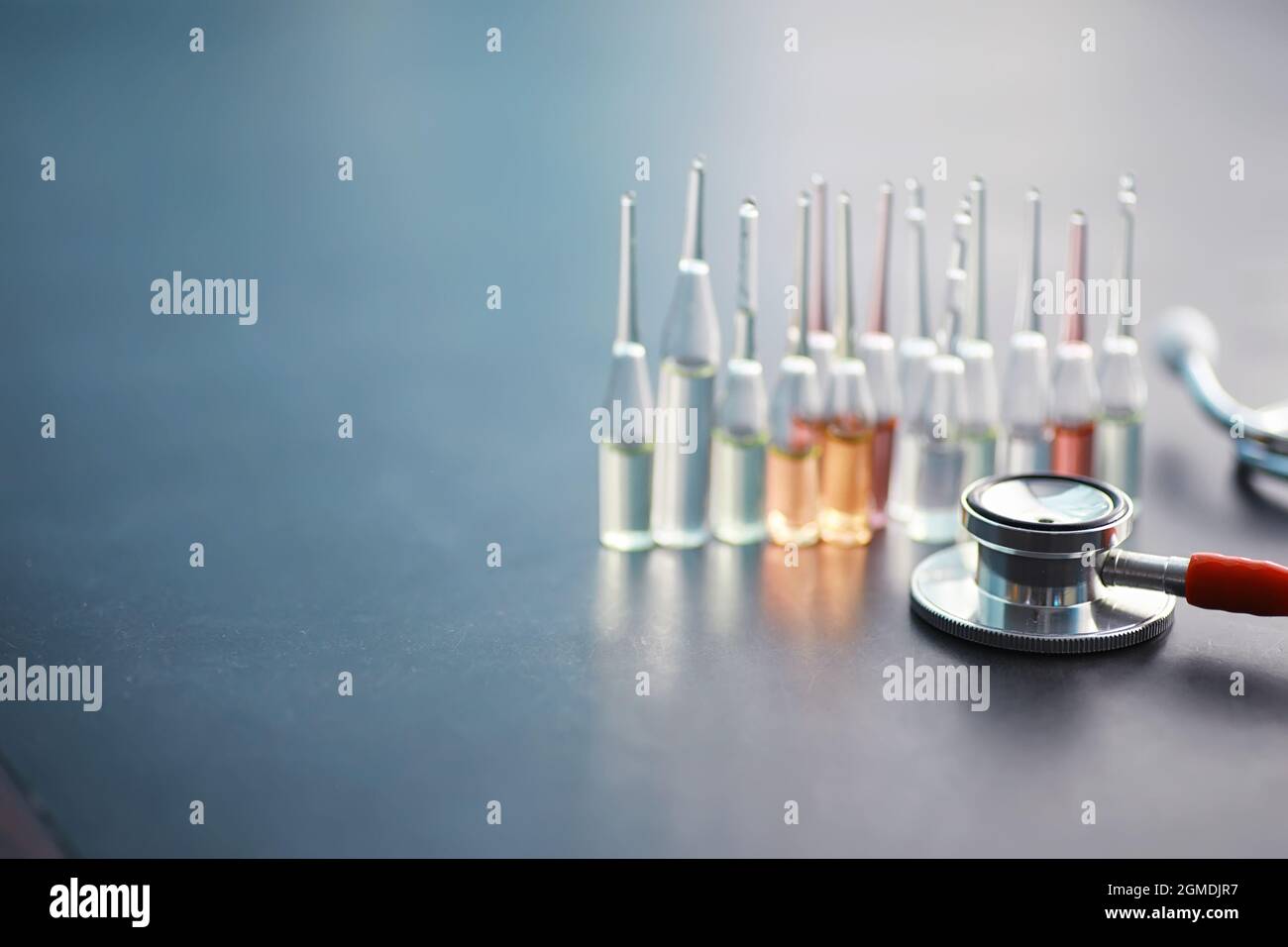 Test tubes with drugs and tests to test the victims and treat infected ...