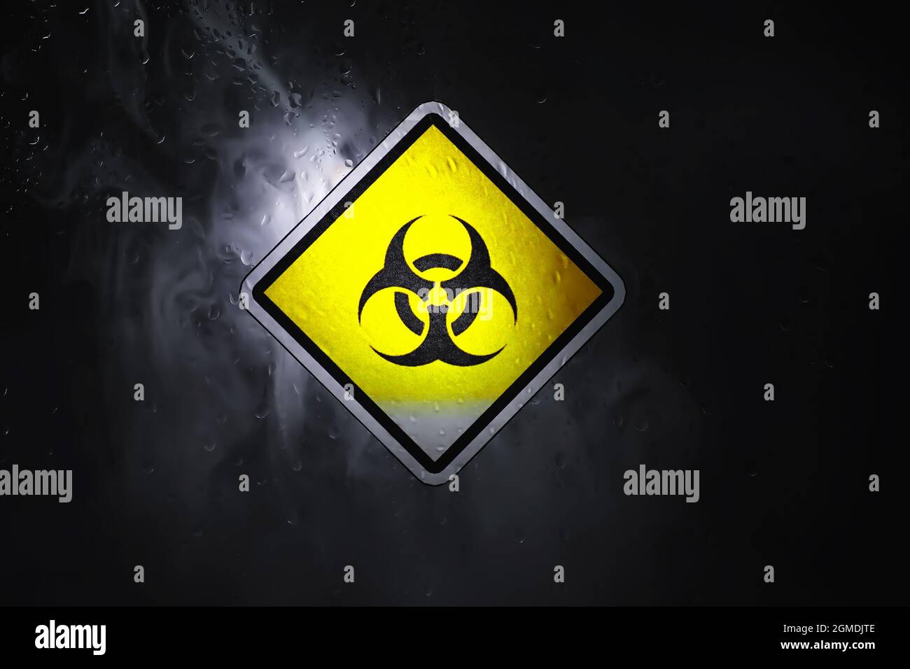 Quarantine. Quarantine warning sign on a glass door in hospital ...