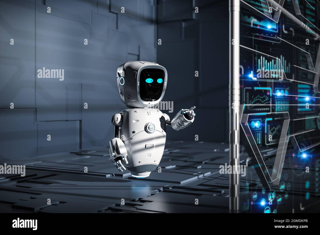 3d rendering cute artificial intelligence robot or assistant robot with ...