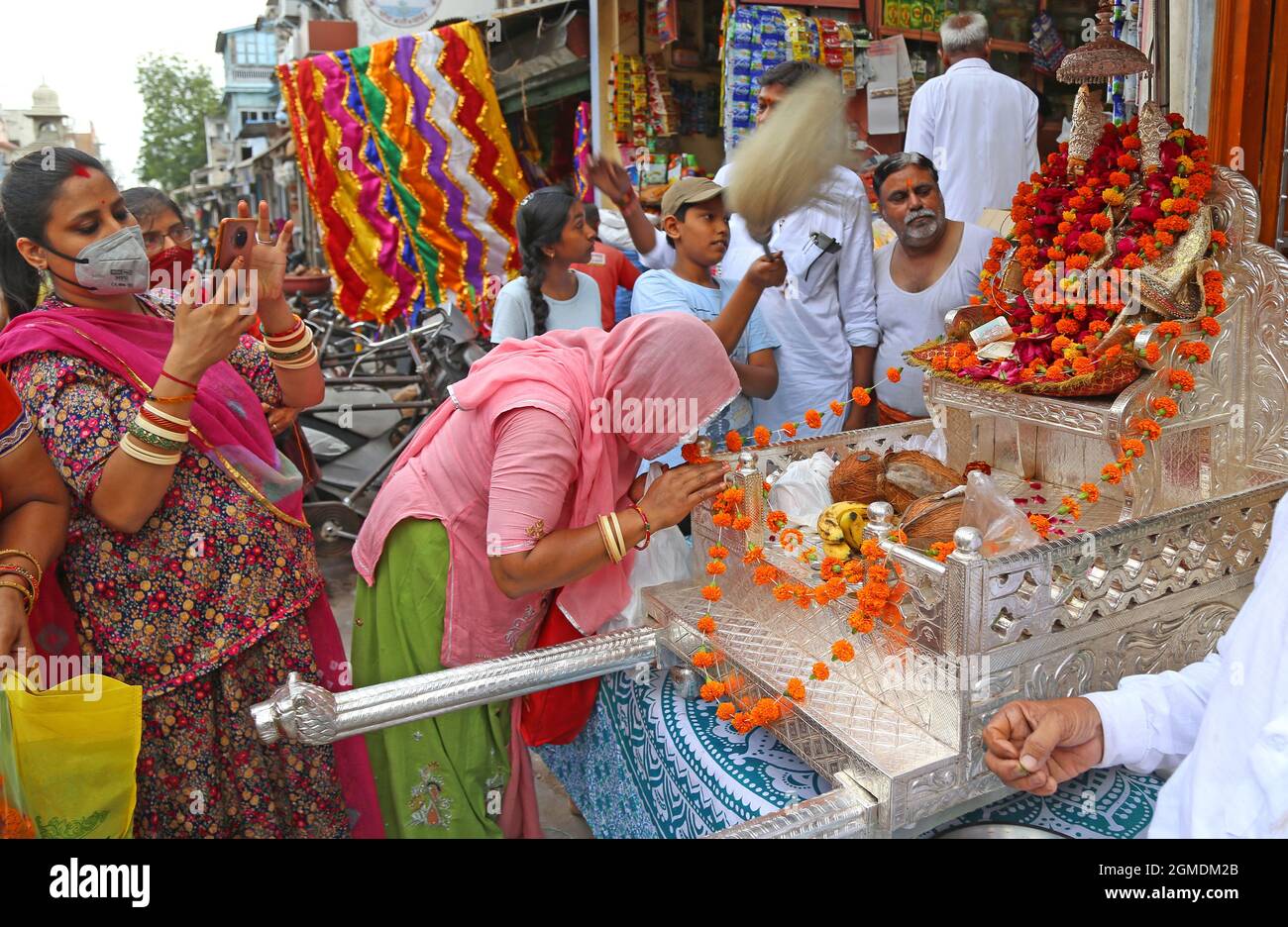 Beawar, Rajasthan, India, September 17, 2021: Hindu devotees offer ...