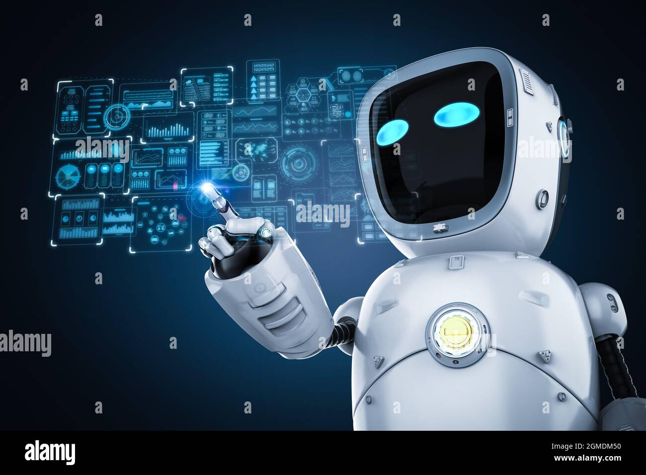 3d rendering cute artificial intelligence robot or assistant robot with ...