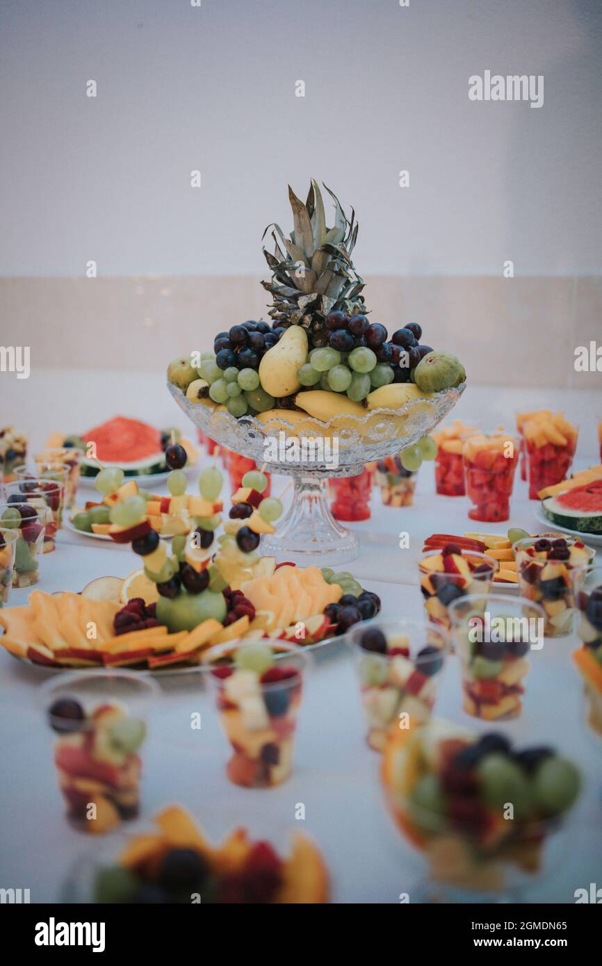 Buffet table with fruit assortment Stock Photo - Alamy