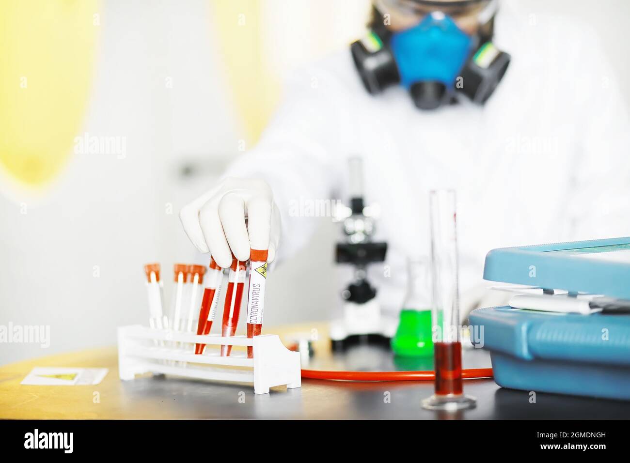 A scientist researcher in the laboratory is testing drugs for treatment ...