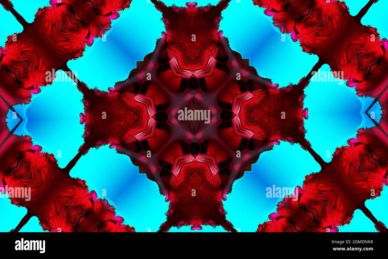 Cyan seamless pattern with cross. Purple kaleidoscope Stock Photo - Alamy