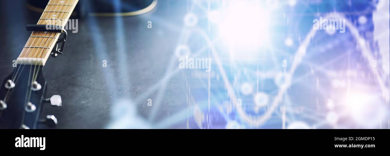 An acoustic guitar for artist playing a stringed musical instrument on ...