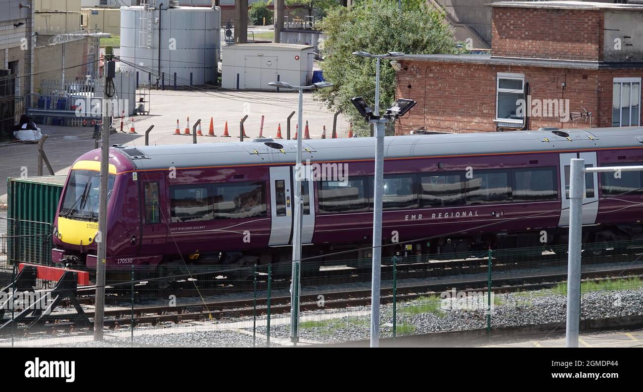 NOTTINGHAM, UNITED KINGDOM - Jul 16, 2021: An East Midlands Railway ...