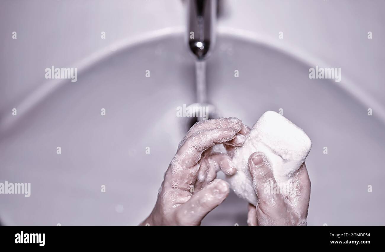Hygiene rules. Hand washing before meals. Antibacterial treatment hands ...