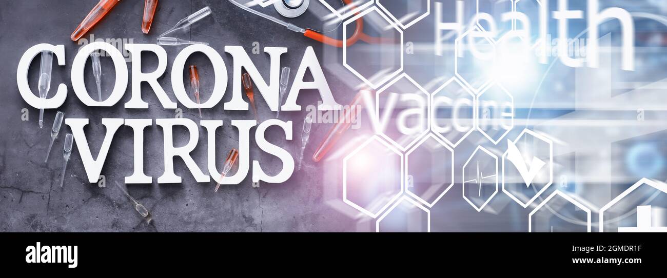 Medical background. Lettering virus. Coronavirus wooden letters ...