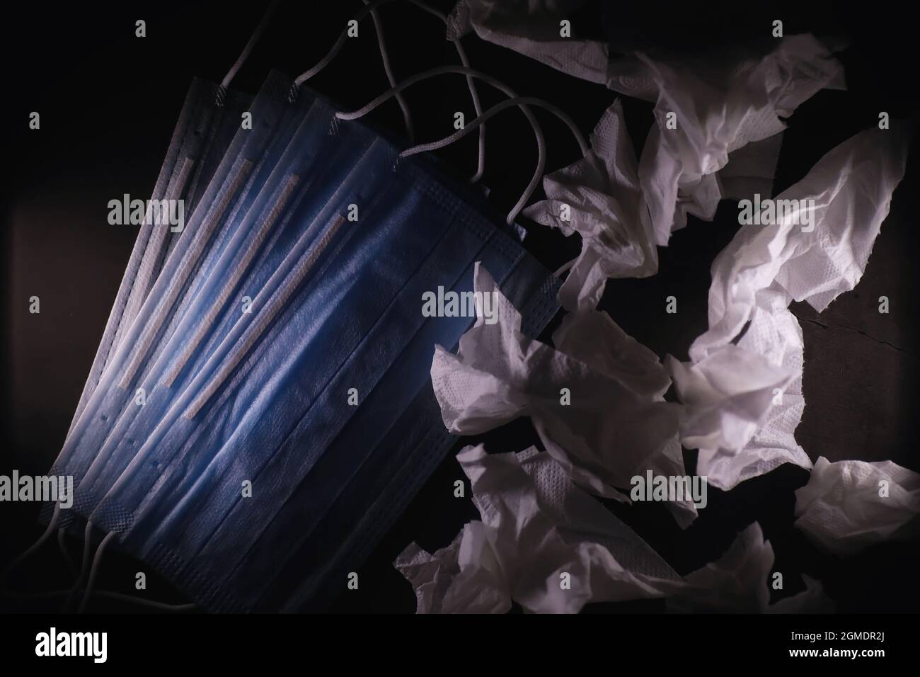 Personal protective equipment. Disposable medical mask. Gauze bandage ...