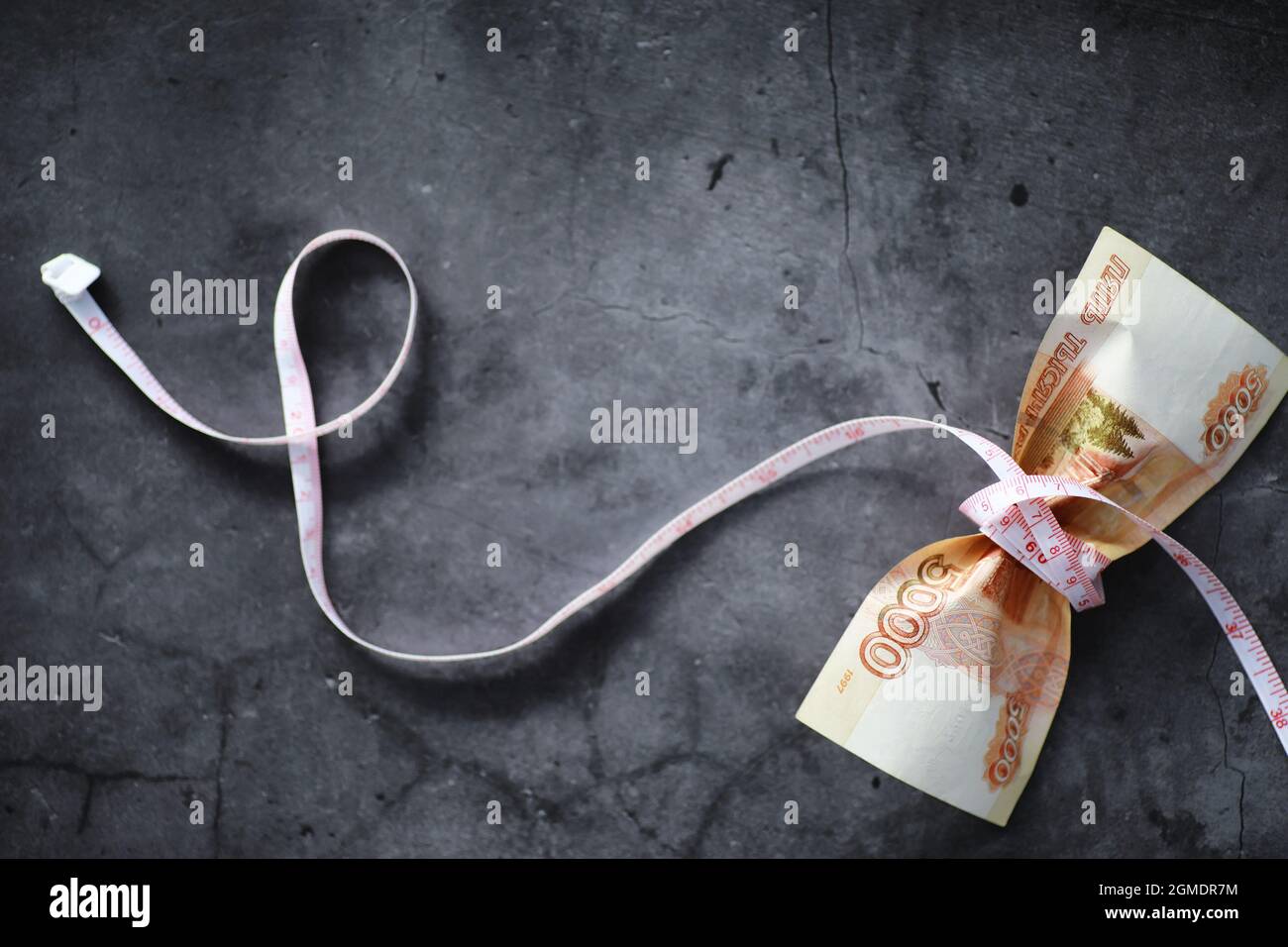 Business concept. The depreciation of the national currency. Bill with ...