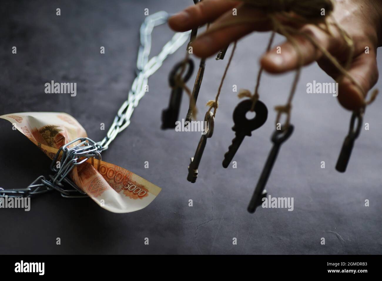 Business concept. The depreciation of the national currency. Bill with ...