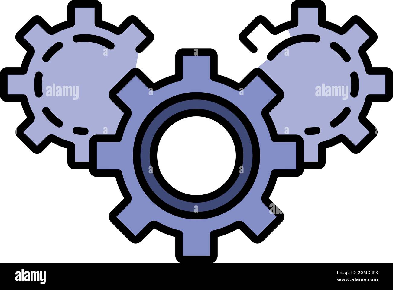 Gear teamwork icon. Outline gear teamwork vector icon color flat ...