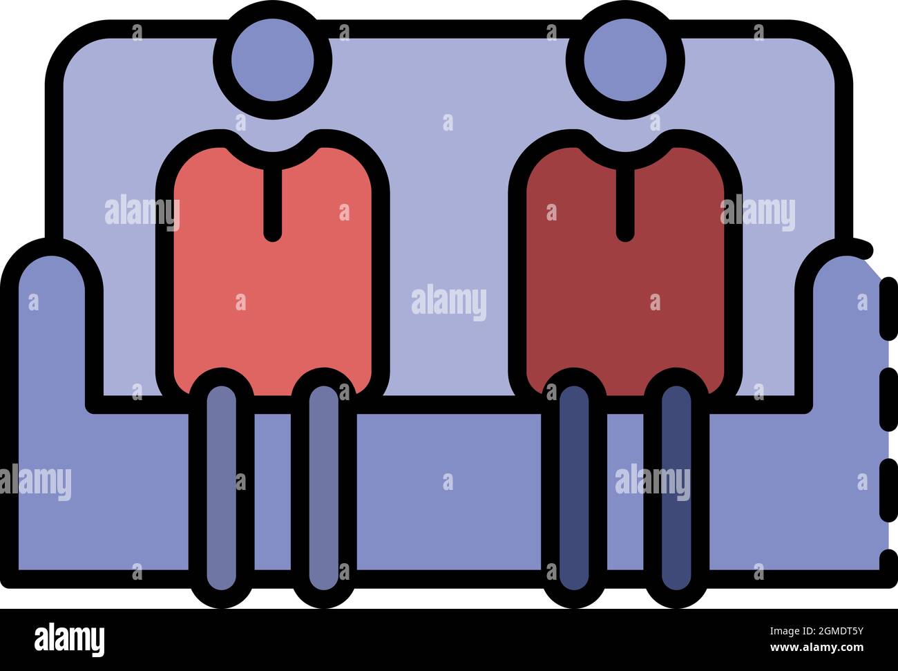 People in sofa icon. Outline people in sofa vector icon color flat ...
