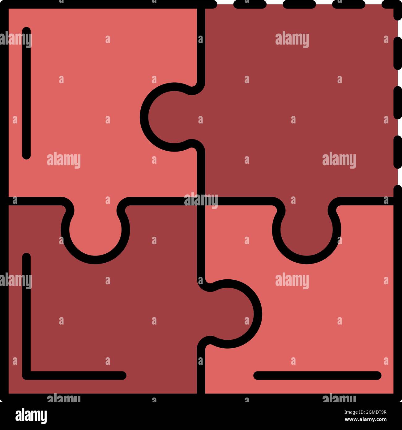 Teamwork puzzle icon. Outline teamwork puzzle vector icon color flat ...