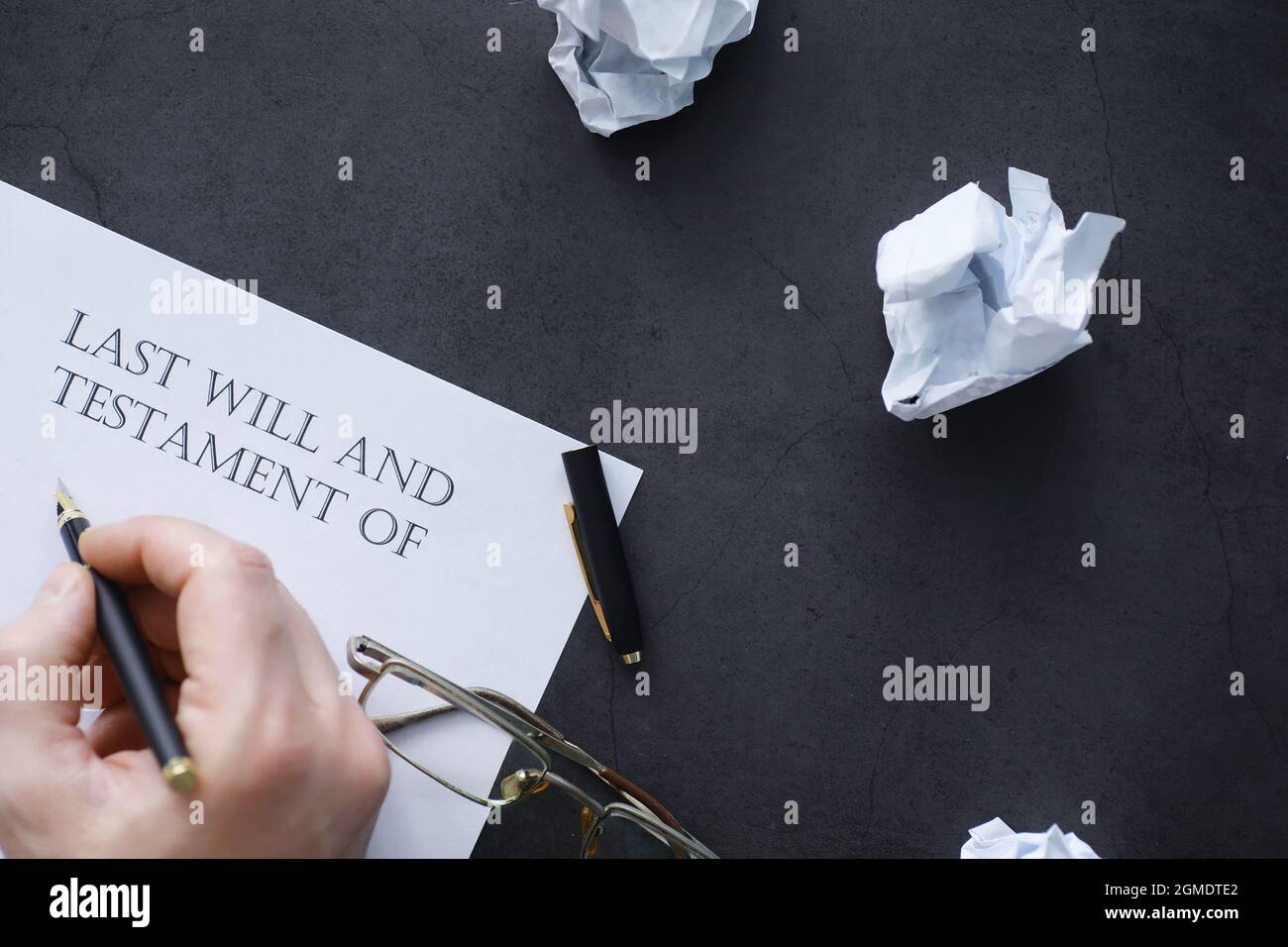 Legal concept. The procedure for writing the last will. Papers with ...