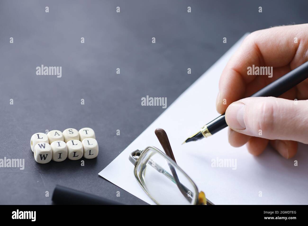 Legal concept. The procedure for writing the last will. Papers with ...